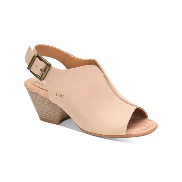 boc | Shoes | Boc Womens Beige Logo Tesia Round Toe Block Heel Leather ...